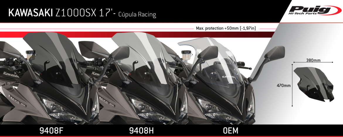 Puig KAWASAKI Z1000SX Racing Screen 2017+ | Conquest Racing Ltd