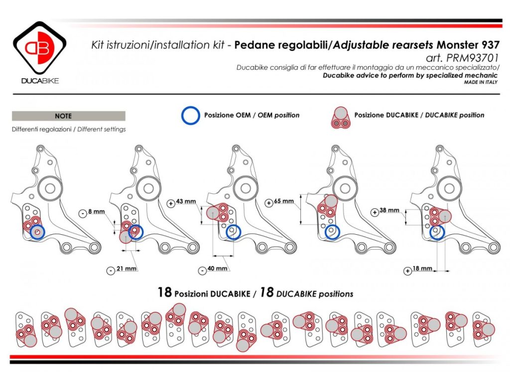 Ducabike Ducati Monster 937 Adjustable Rearsets | Conquest Racing Ltd