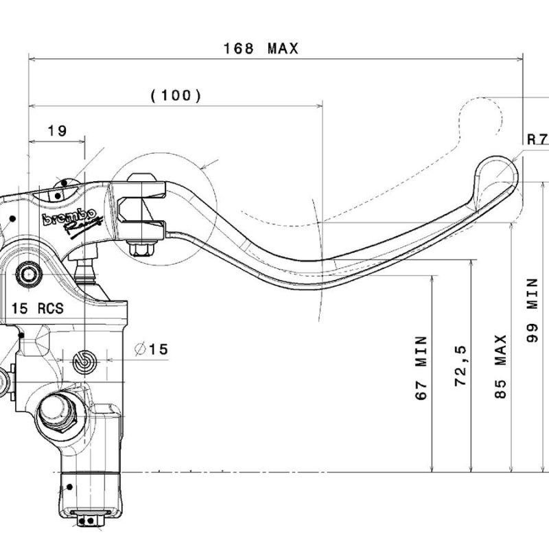 Brembo 15 RCS Adjustable Radial Brake Master Cylinder Short Lever ...